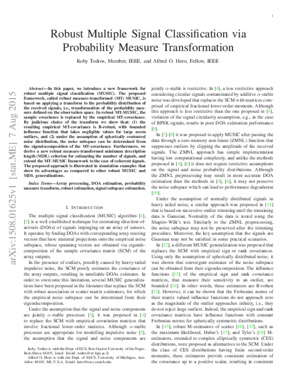 (PDF) Robust Multiple Signal Classification via Probability Measure ...