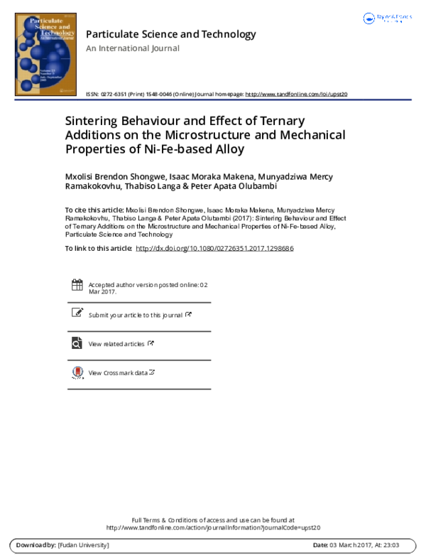 (PDF) Sintering behavior and effect of ternary additions on the microstructure and mechanical ...