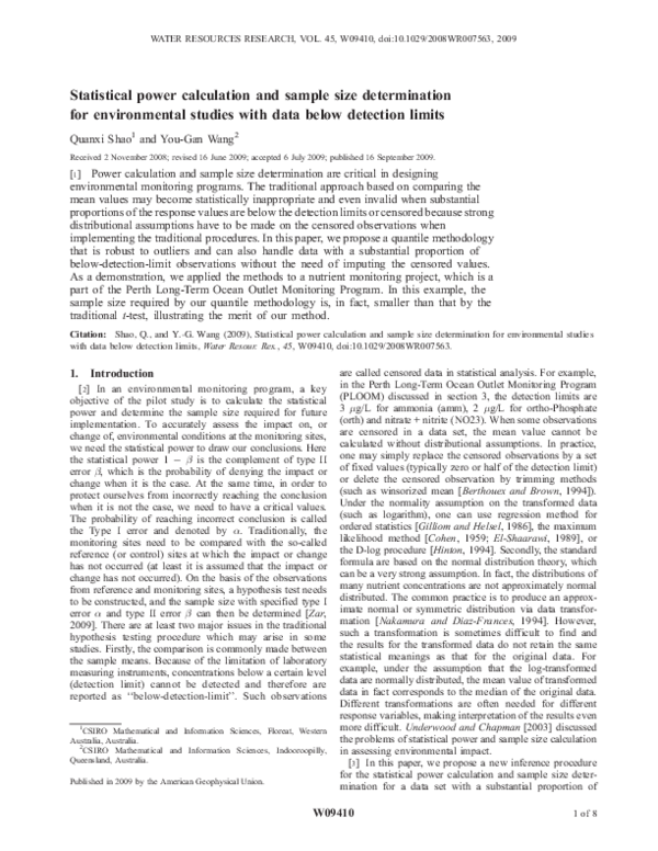 (PDF) Statistical power calculation and sample size determination for ...