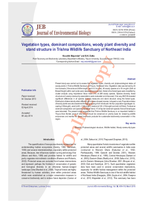 (PDF) Vegetation types, dominant compositions, woody plant diversity and stand structure in ...