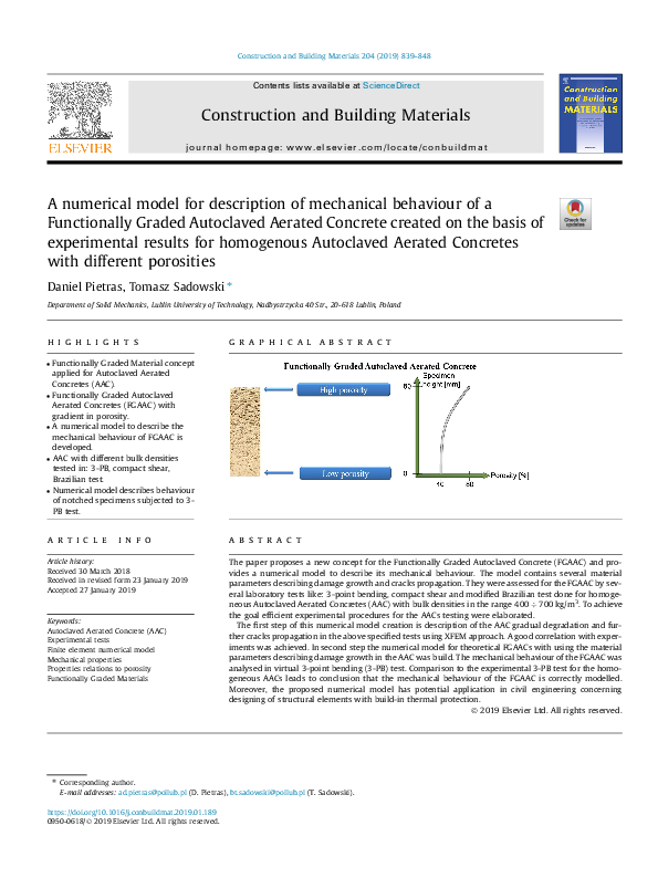 (PDF) A numerical model for description of mechanical behaviour of a Functionally Graded ...