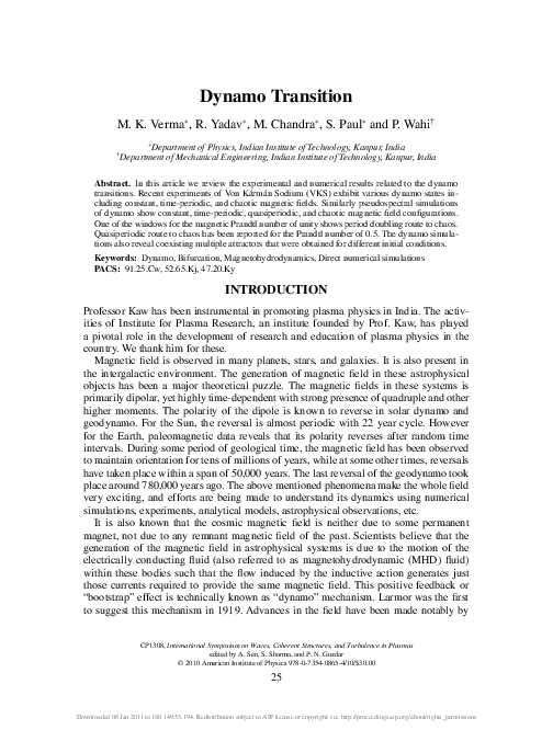 (PDF) Dynamo Transition