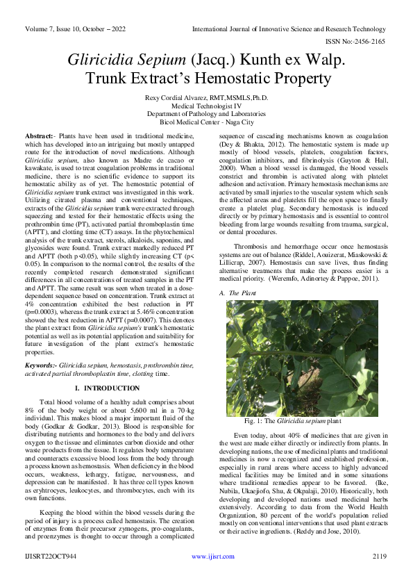 (PDF) Gliricidia Sepium (Jacq.) Kunth ex Walp. Trunk Extract's ...