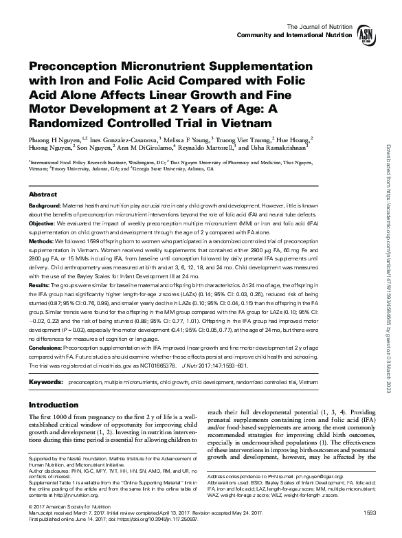 (PDF) Preconception Micronutrient Supplementation with Iron and Folic ...