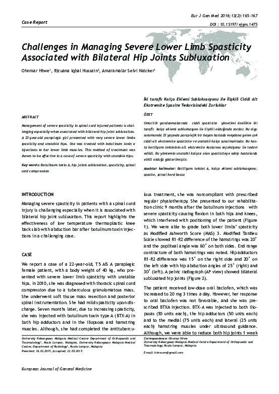 (PDF) Challenges in Managing Severe Lower Limb Spasticity Associated ...