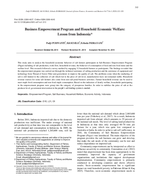 (PDF) Business Empowerment Program and Household Economic Welfare ...