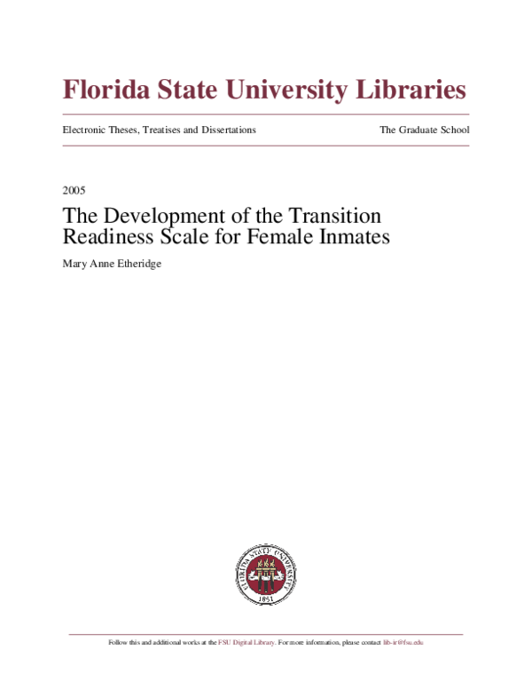 (PDF) Development of the Transition Readiness Scale for Female Inmates