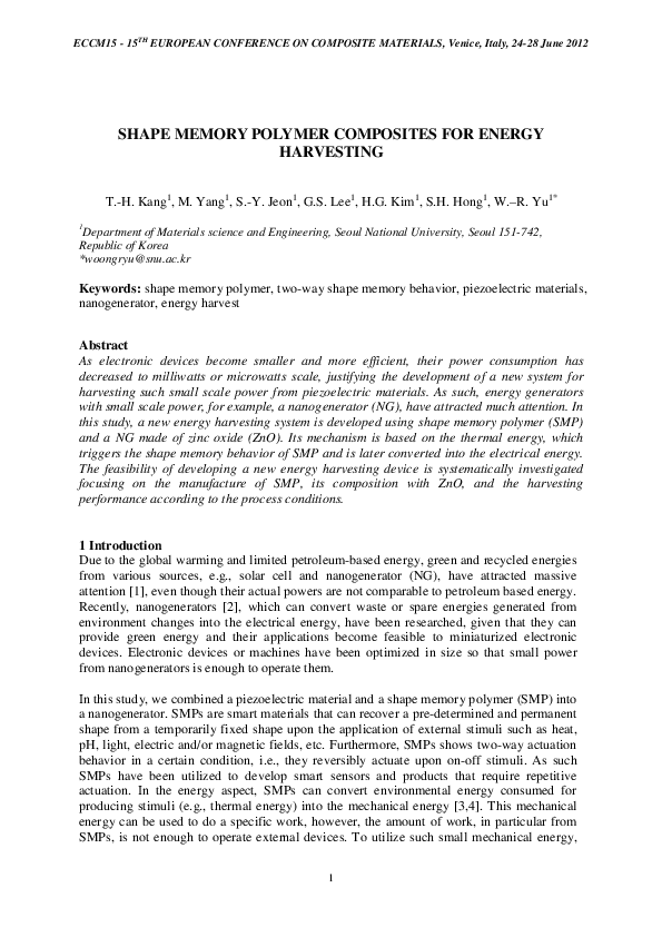 (PDF) Shape Memory Polymer Composites for Energy Harvesting