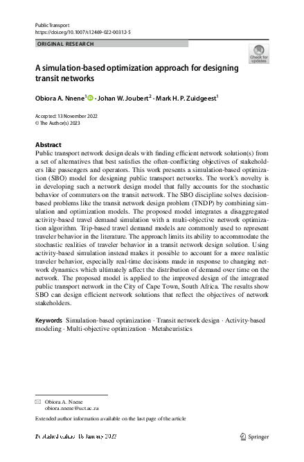 Pdf A Simulation Based Optimization Approach For Designing Transit Networks