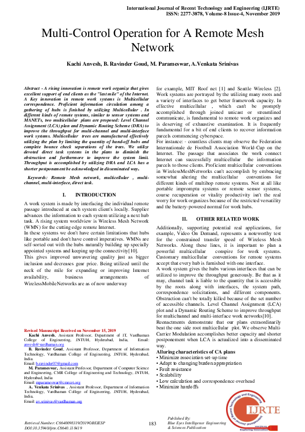 (PDF) Multi-Control Operation for A Remote Mesh Network