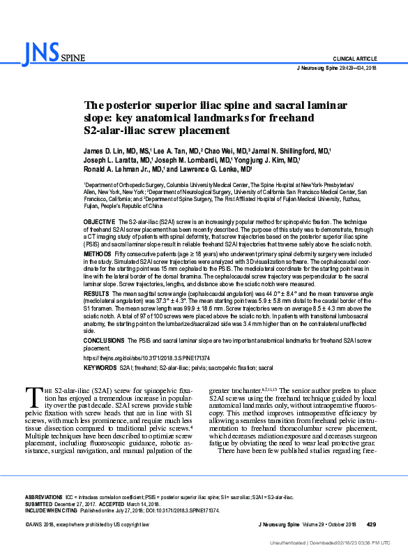 (PDF) The posterior superior iliac spine and sacral laminar slope: key ...