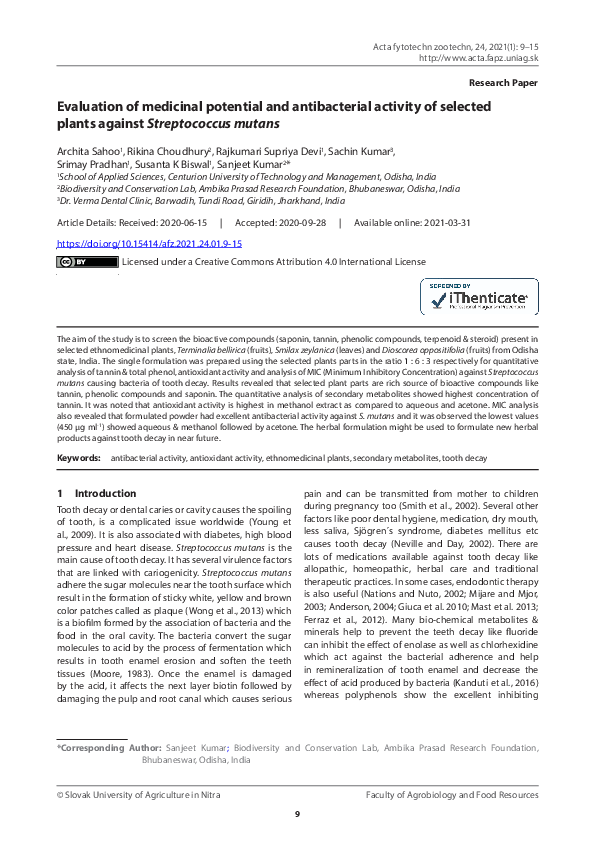 (PDF) Evaluation of medicinal potential and antibacterial activity of selected plants against ...