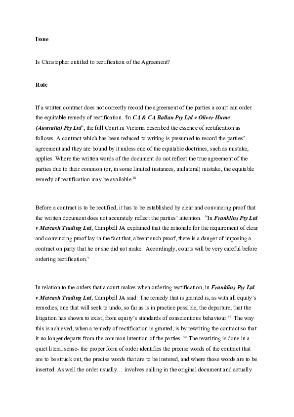 (DOC) Contract law 2 IRAC