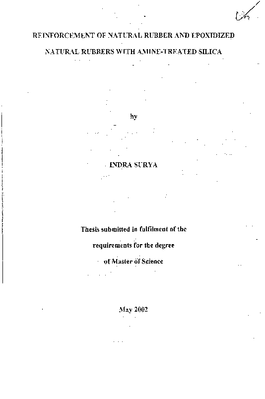 (PDF) Reinforcement Of Natural Rubber And Epoxidized Natural Rubbers ...