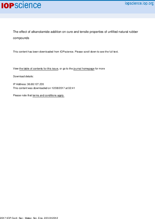 (PDF) The effect of alkanolamide addition on cure and tensile ...