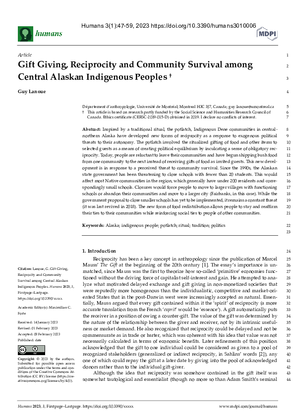 (PDF) Gift Giving, Reciprocity and Community Survival among Central ...