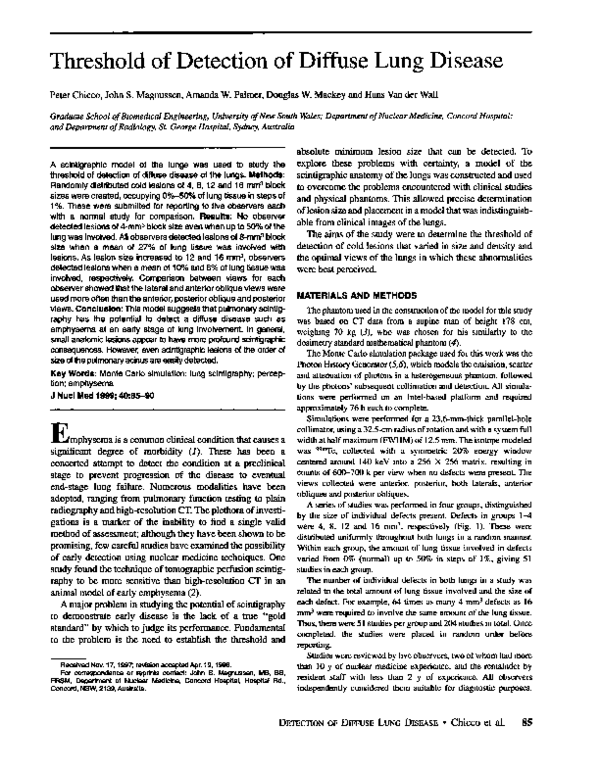 (PDF) Threshold of detection of diffuse lung disease