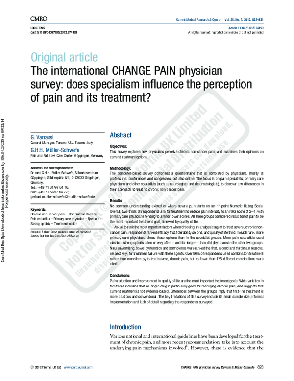 (PDF) The international CHANGE PAIN physician survey: does specialism ...