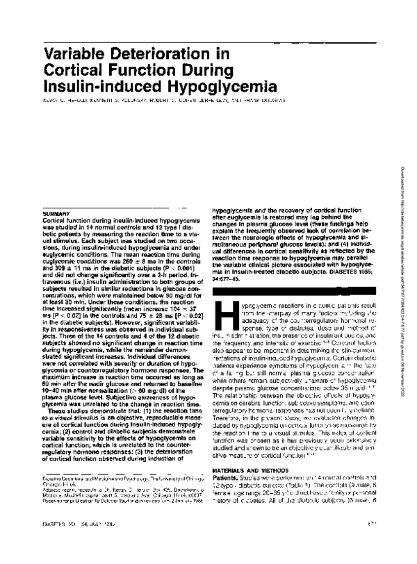 (PDF) Variable deterioration in cortical function during insulin ...