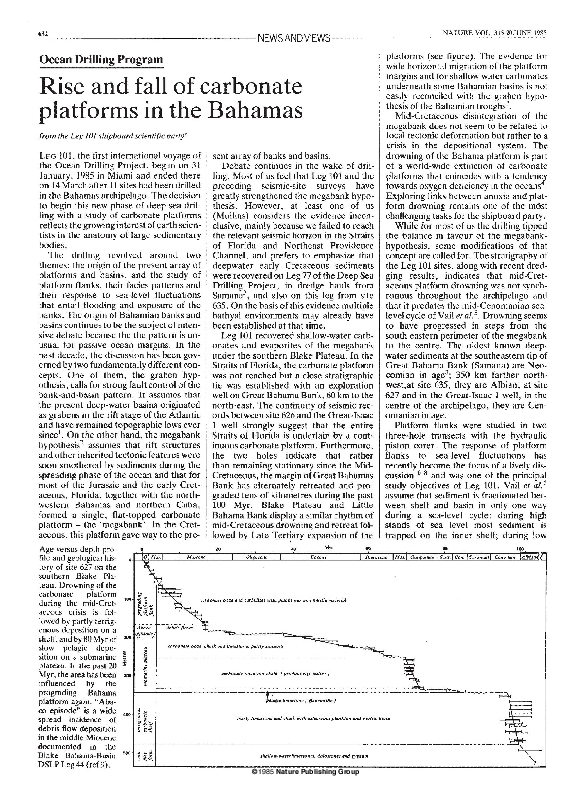 (PDF) Ocean Drilling Program: Rise and fall of carbonate platforms in ...