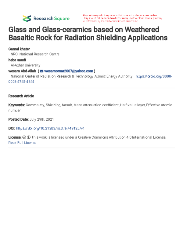(PDF) Glass and Glass-ceramics based on Weathered Basaltic Rock for ...