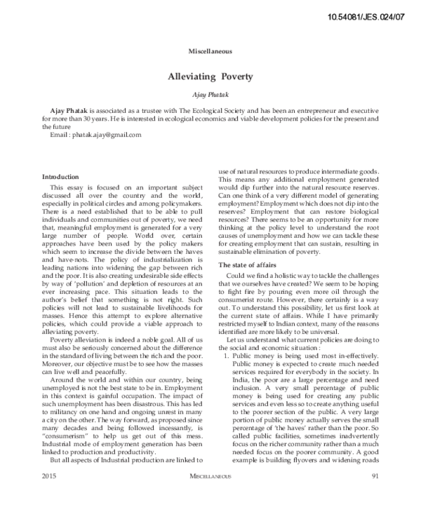 (PDF) Alleviating Poverty