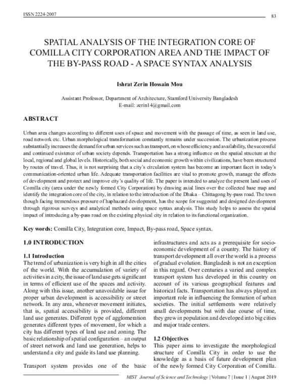 (PDF) Spatial Analysis of the Integration Core of Comilla City Corporation Area and the Impact ...