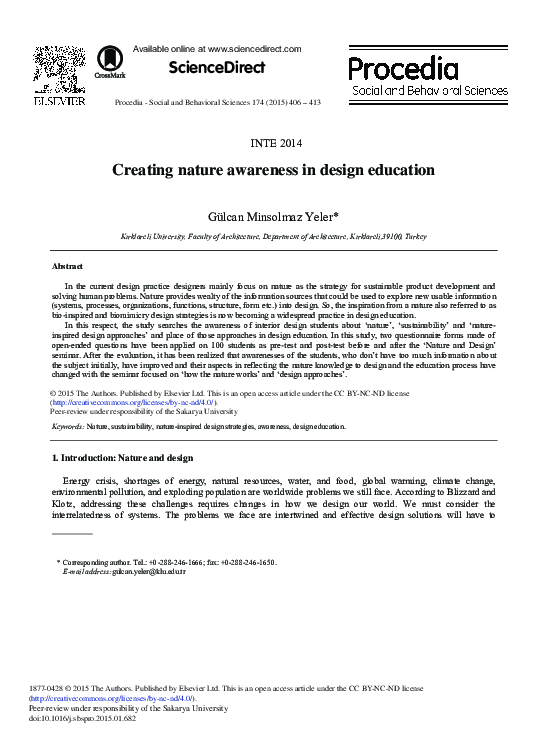 (PDF) Creating Nature Awareness in Design Education