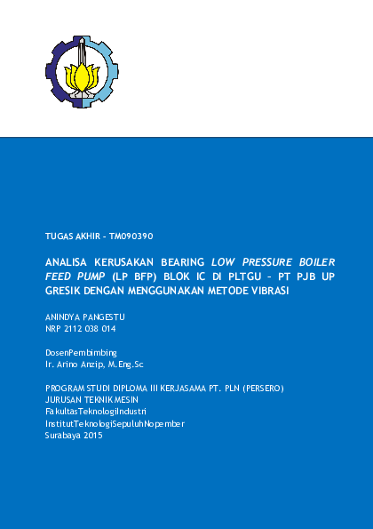 (PDF) Analisis Kerusakan Bearing Low Pressure Boiler Feed Pump (LP BFP) Blok IC di PLTGU - PT ...