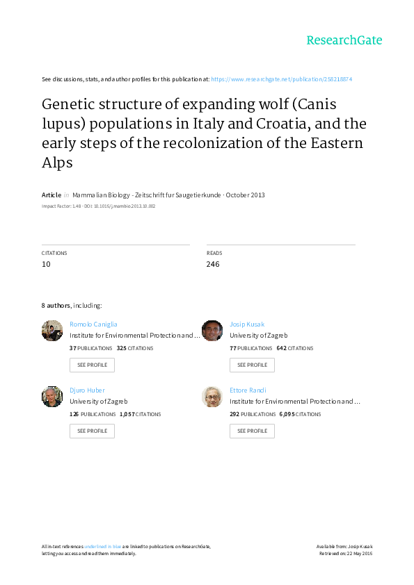 (PDF) Genetic structure of expanding wolf (Canis lupus) populations in ...