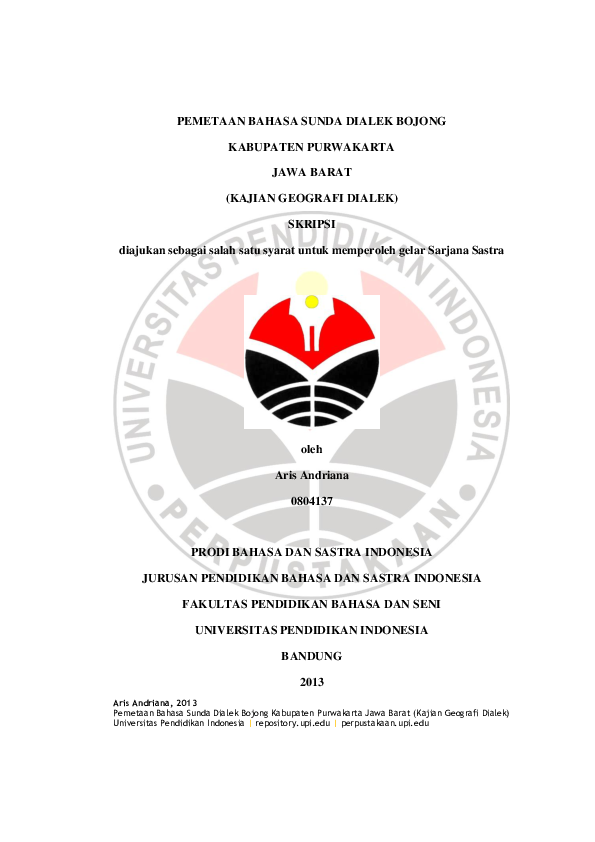 (PDF) Pemetaan Bahasa Sunda Dialek Bojong Kabupaten Purwakarta Jawa ...