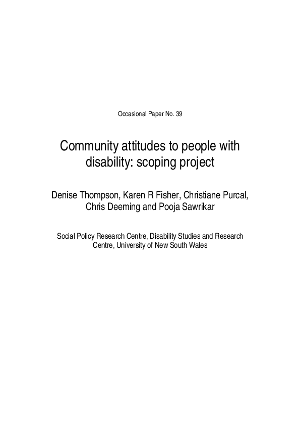 (PDF) Community Attitudes to People with Disability: Scoping Project