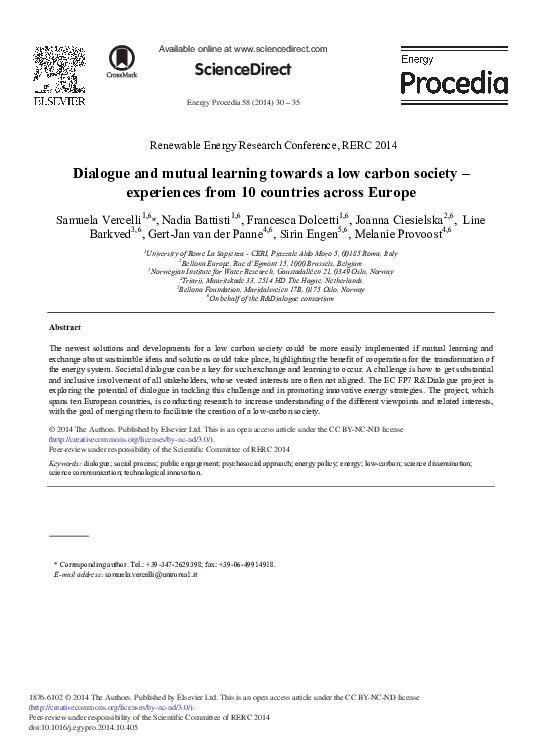 (PDF) Dialogue and Mutual Learning towards a Low Carbon Society ...