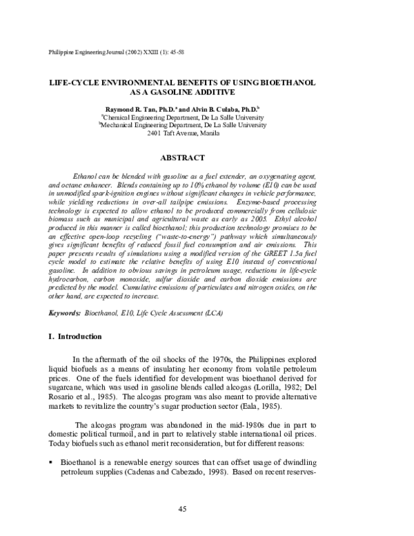 (PDF) Life-cycle environmental benefits of using bioethanol as a ...