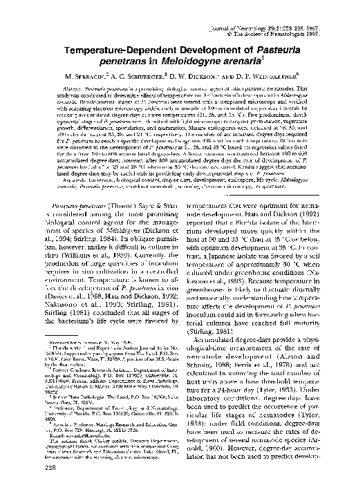 (PDF) Temperature-Dependent Development of Pasteuria penetrans in ...