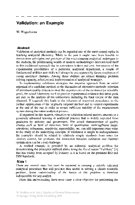 (PDF) Validation: an Example