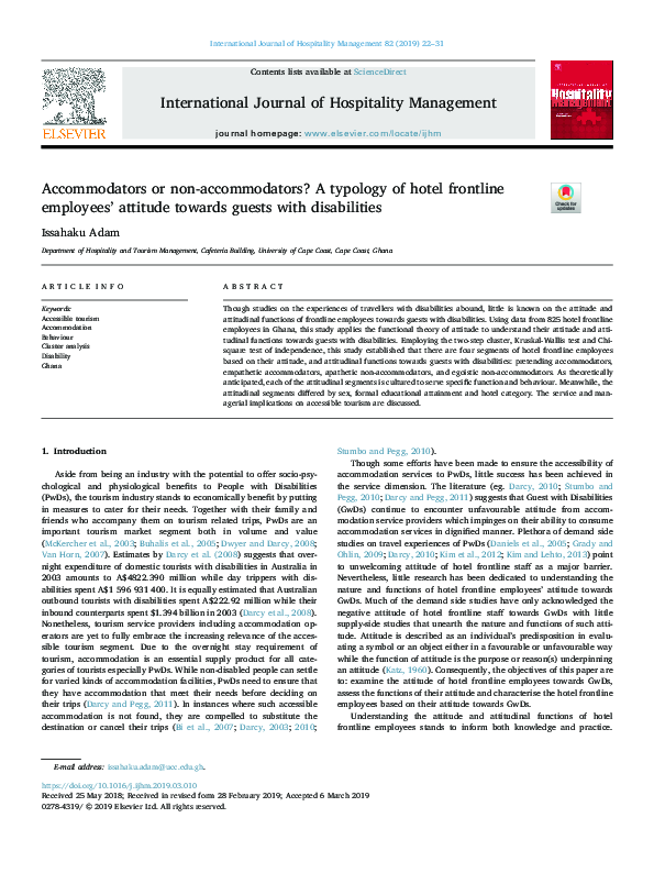 (PDF) Accommodators or non-accommodators? A typology of hotel frontline ...