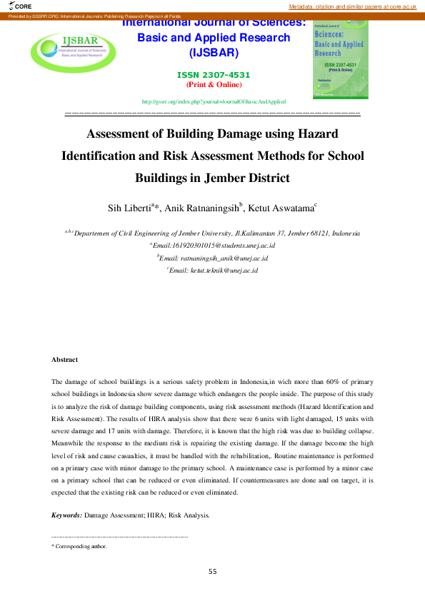 (PDF) Assessment of Building Damage using Hazard Identification and ...