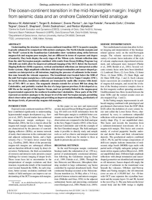 (PDF) The ocean-continent transition in the mid-Norwegian margin ...