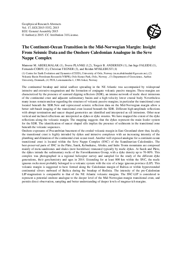 (PDF) The Continent-Ocean Transition in the Mid-Norwegian Margin ...