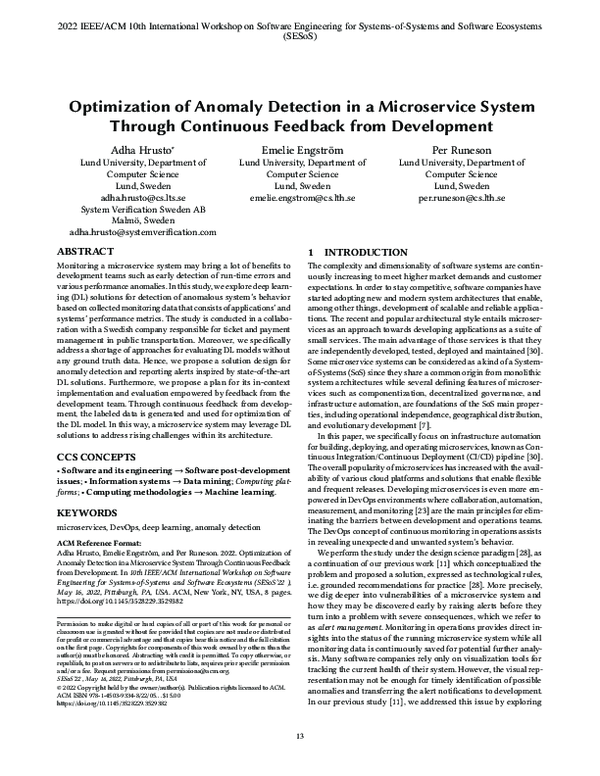 (PDF) Optimization of anomaly detection in a microservice system through continuous feedback ...