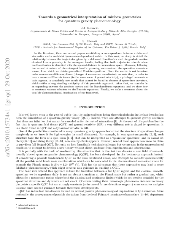 (PDF) Towards a geometrical interpretation of rainbow geometries