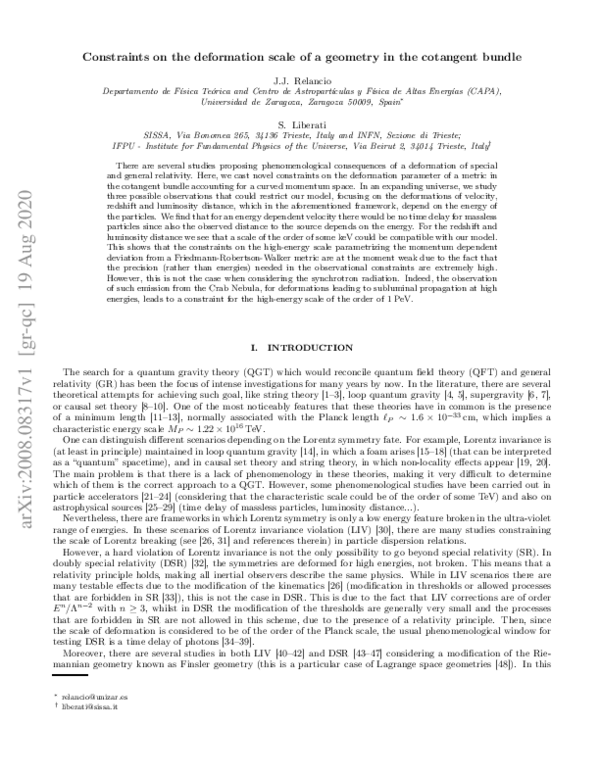 (PDF) Constraints on the deformation scale of a geometry in the ...
