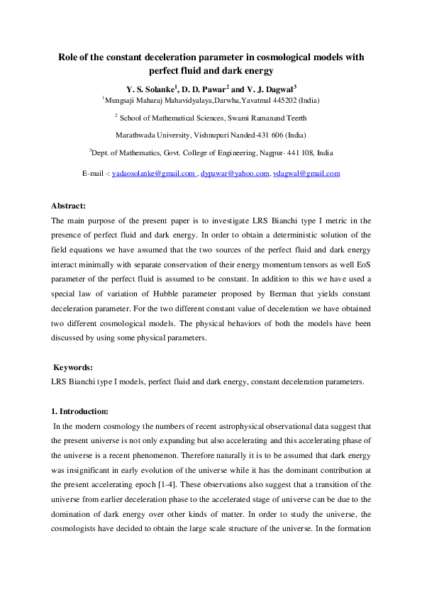 (PDF) Role of the constant deceleration parameter in cosmological ...