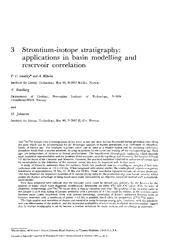 (PDF) Strontium-isotope stratigraphy: applications in basin modelling ...