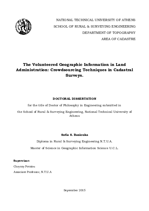 (PDF) The Volunteered Geographic Information in Land Administration: Crowdsourcing Techniques in ...