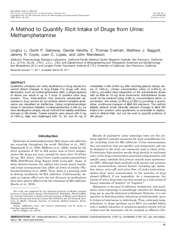 (PDF) A Method to Quantify Illicit Intake of Drugs from Urine ...