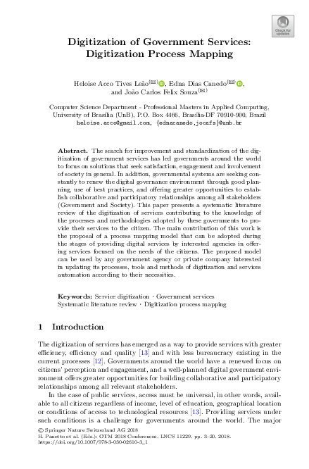 (PDF) Digitization of Government Services: Digitization Process Mapping