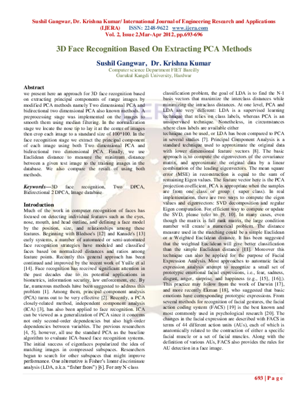 (PDF) Face Recognition Based On Extracting PCA Methods