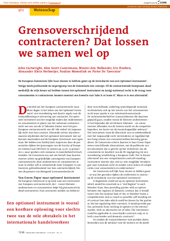 (PDF) Grensoverschrijdend contracteren? Dat lossen we samen wel op ...